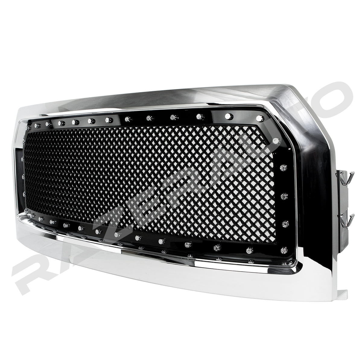 Razer Auto Gloss Black Rivet Studded Frame Mesh Grille Complete Factor ...
